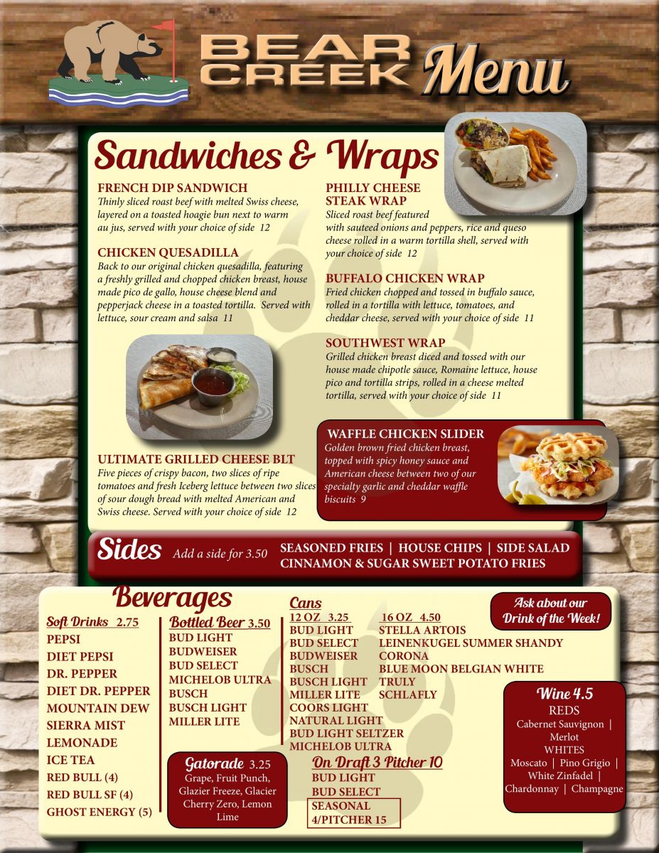 RESTAURANT MENU - Bear Creek Golf Club - STL