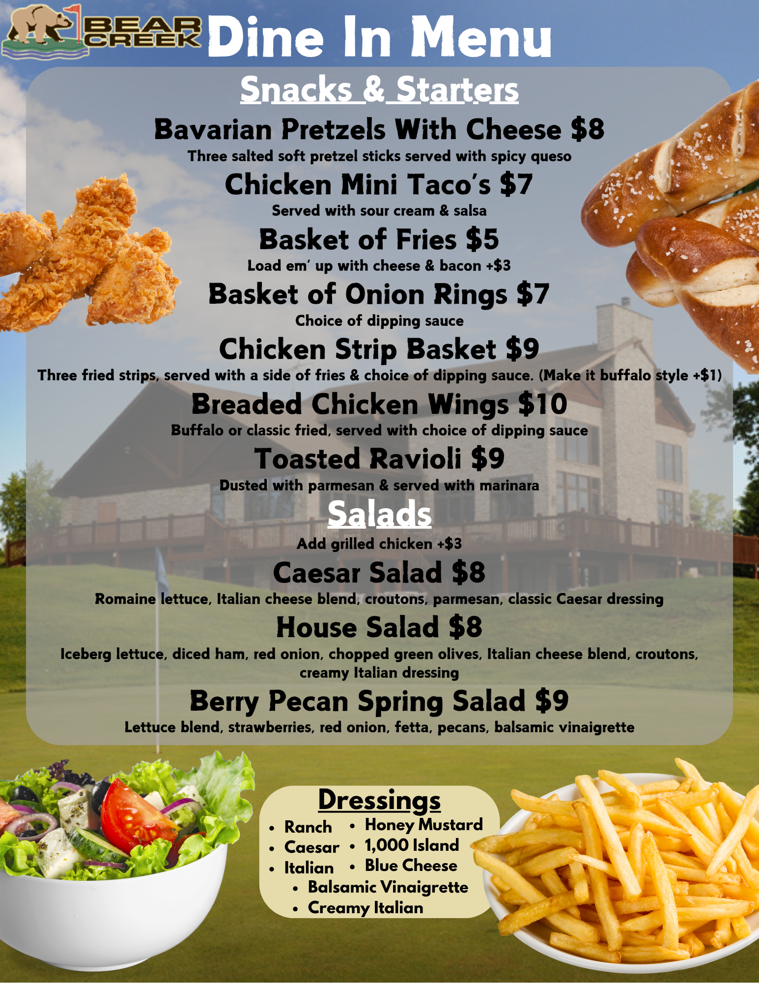 RESTAURANT MENU - Bear Creek Golf Club - STL